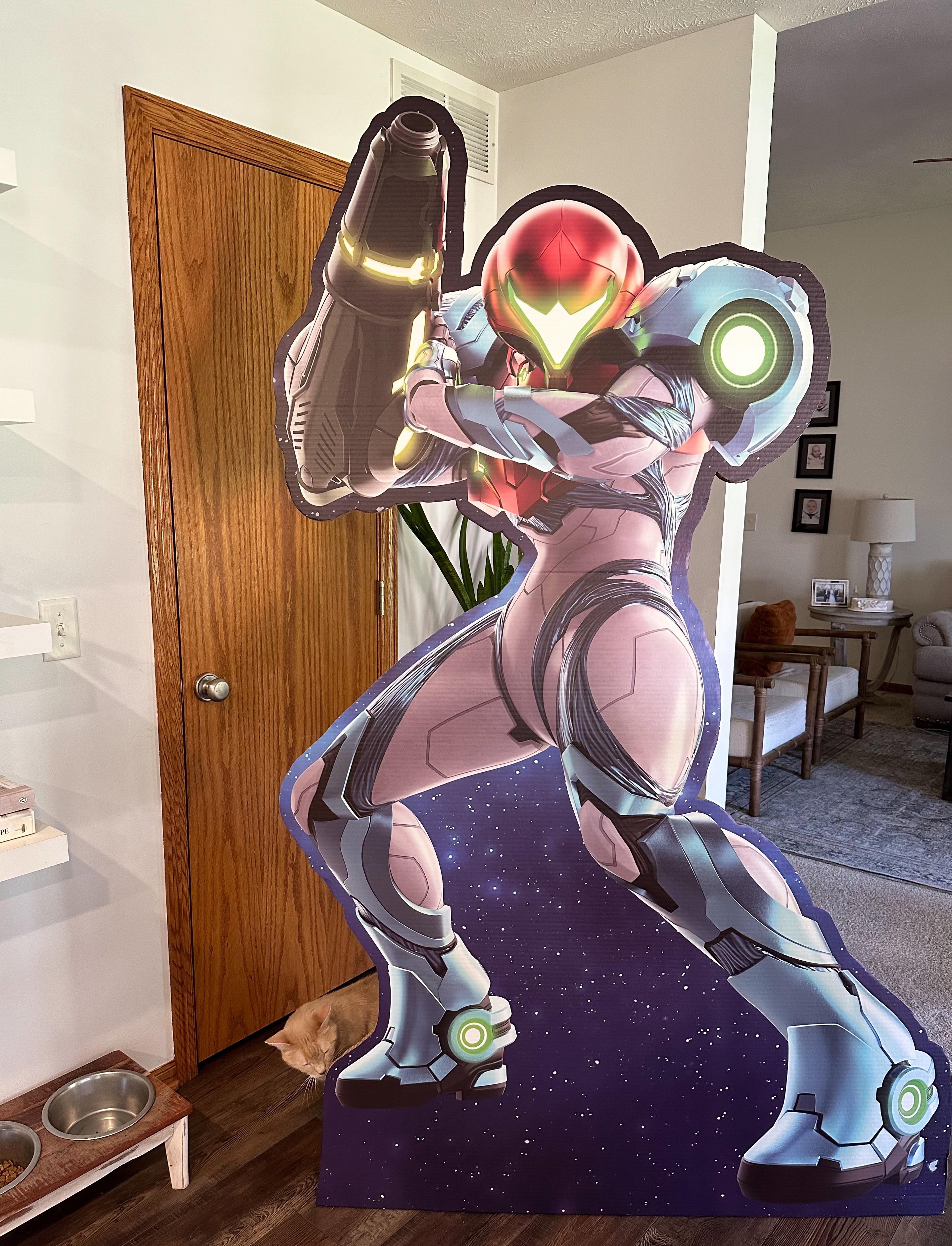 I made a life size Samus standee for my kids’ upcoming birthday party ...