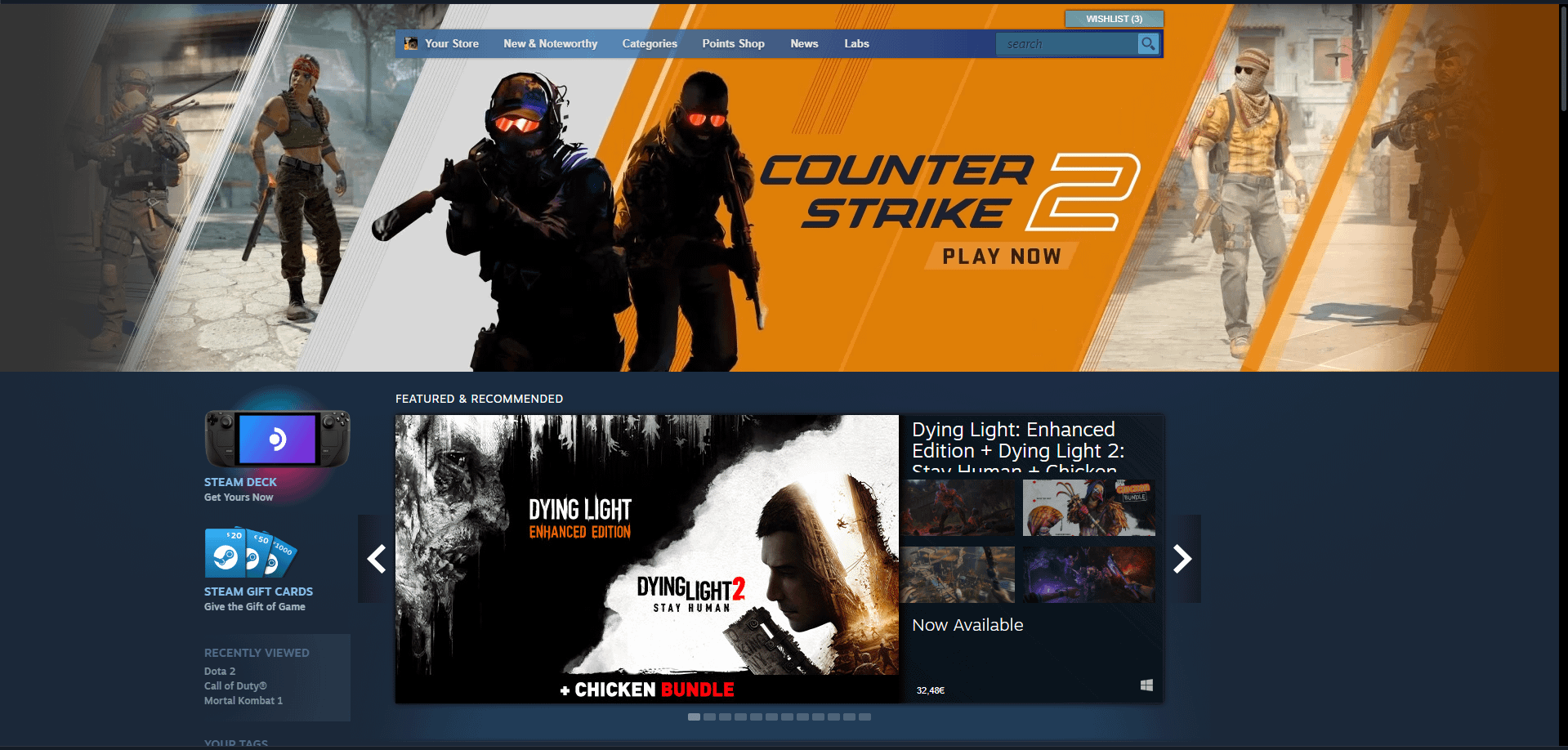 CS2 is now on the front page of the steam store - FPSHUB