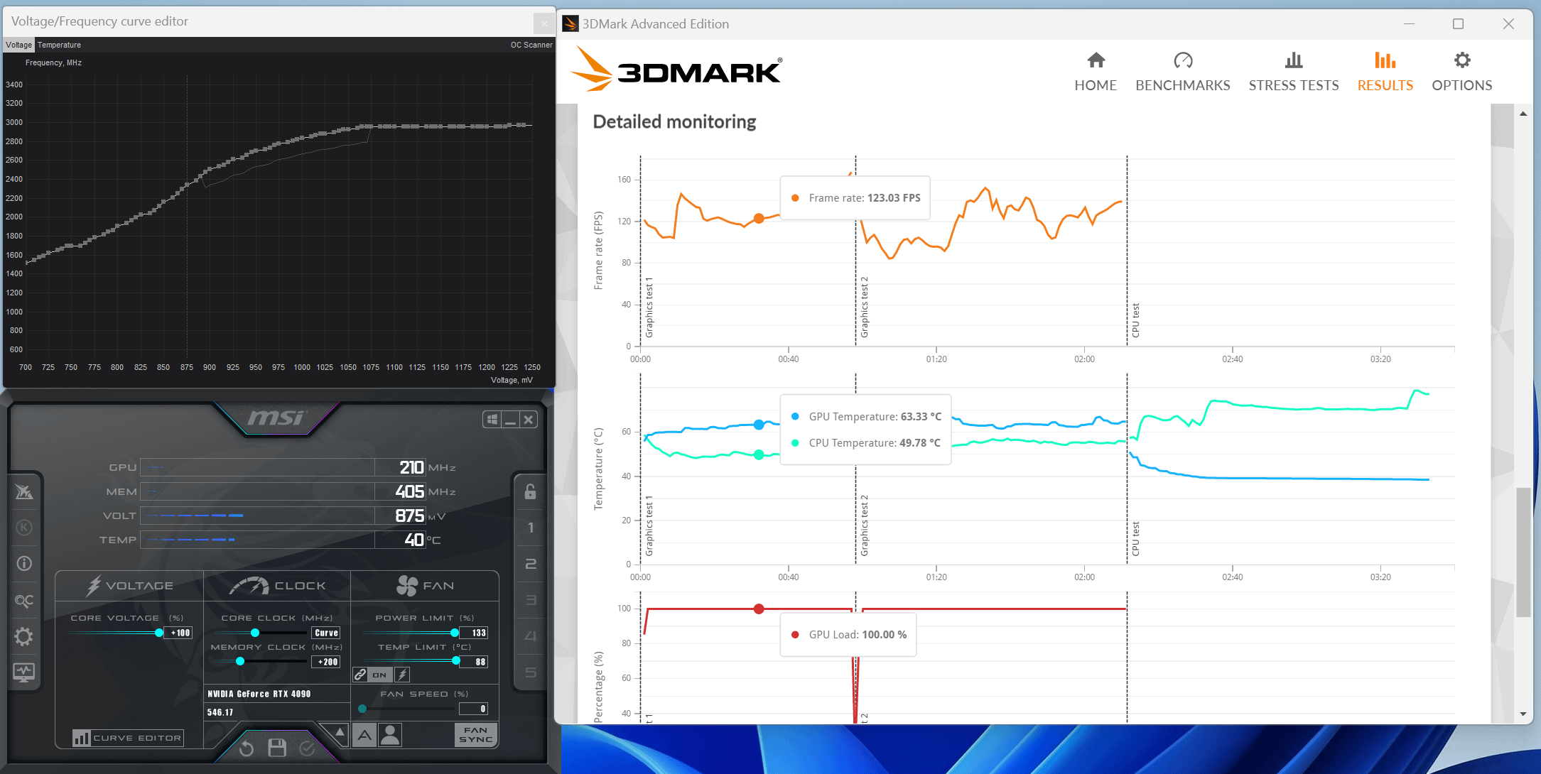 I used the OC scanner of MSI Afterburner just to test 3DMark for fun ...