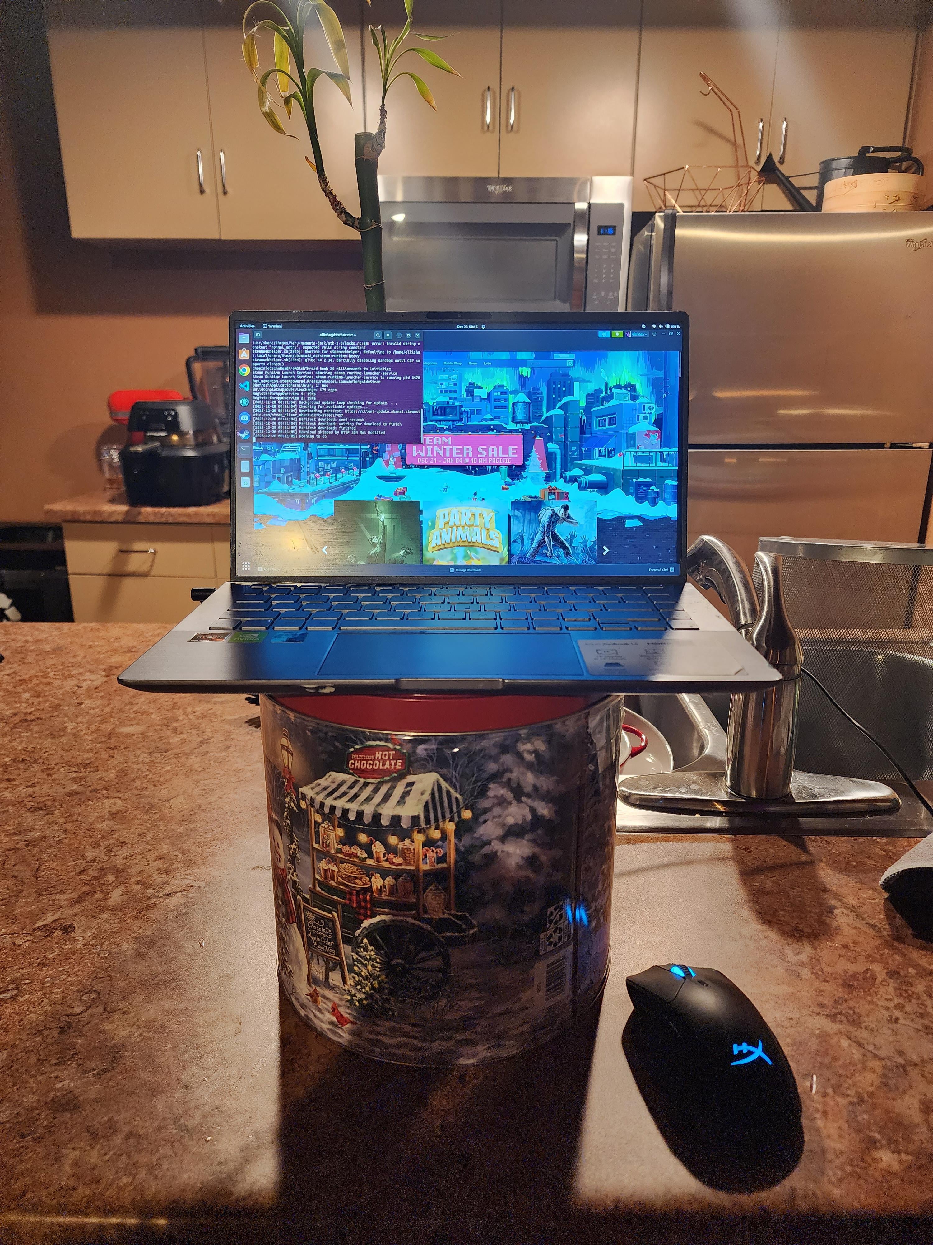 my current setup, complete with standing popcorn tin - FPSHUB | FPS GAMES HUB |FPS GAMING HUB