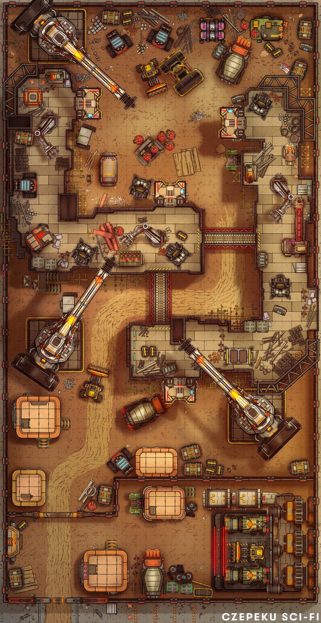 Construction Site Battlemap - New Czepeku Sci-Fi Map [33x64] - FPSHUB ...