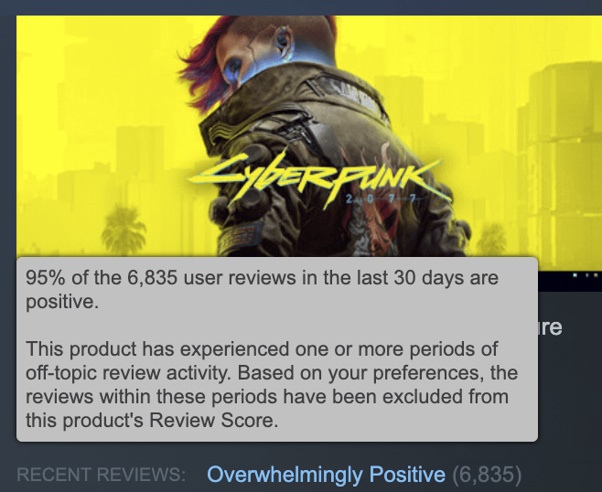 Cyberpunk 2077 has reached overwhelmingly positive reviews on Steam - FPSHUB