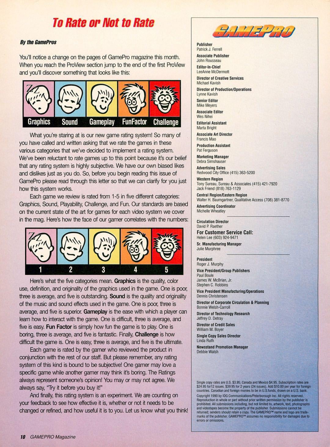 GamePro magazine introduces its iconic rating system in issue 15 ...