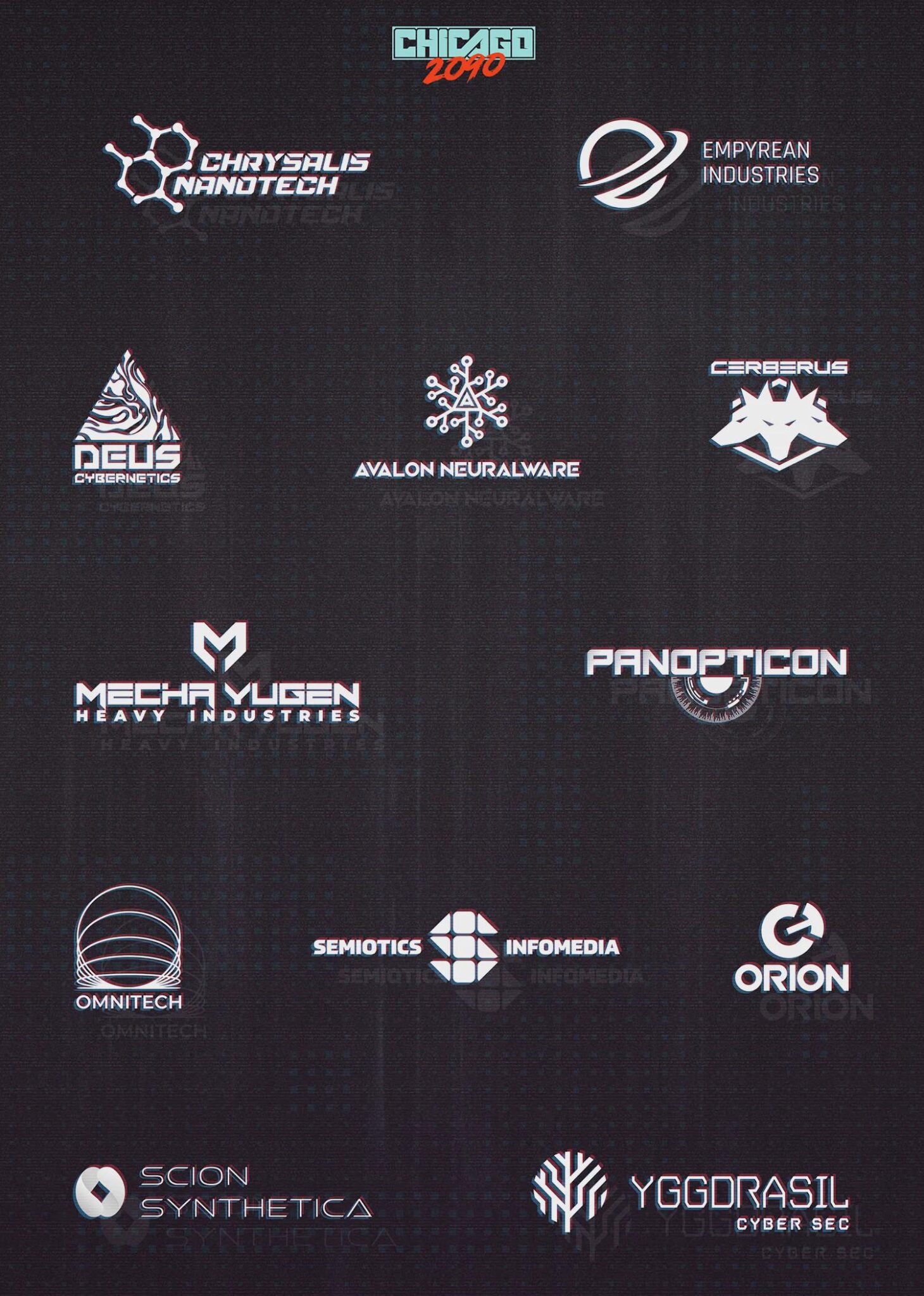 I've made twelve cyberpunk corporation logos for my RPG megacorp ...