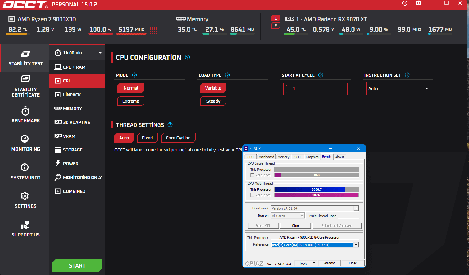 Peerless Assassin 120 SE and 9800x3d stress test. is this normal ...